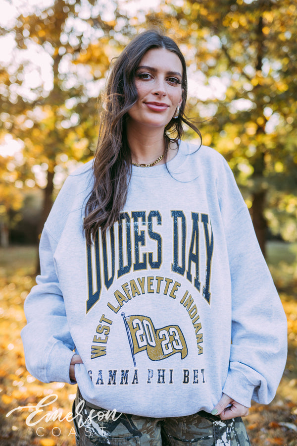 Gamma Phi Beta Dudes Day Banner Sweatshirt - Emerson Coast