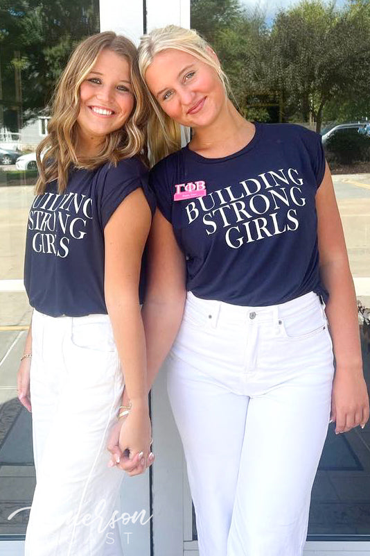 Gamma Phi Beta Building Strong Girls Rolled Cuff Tee - Emerson Coast