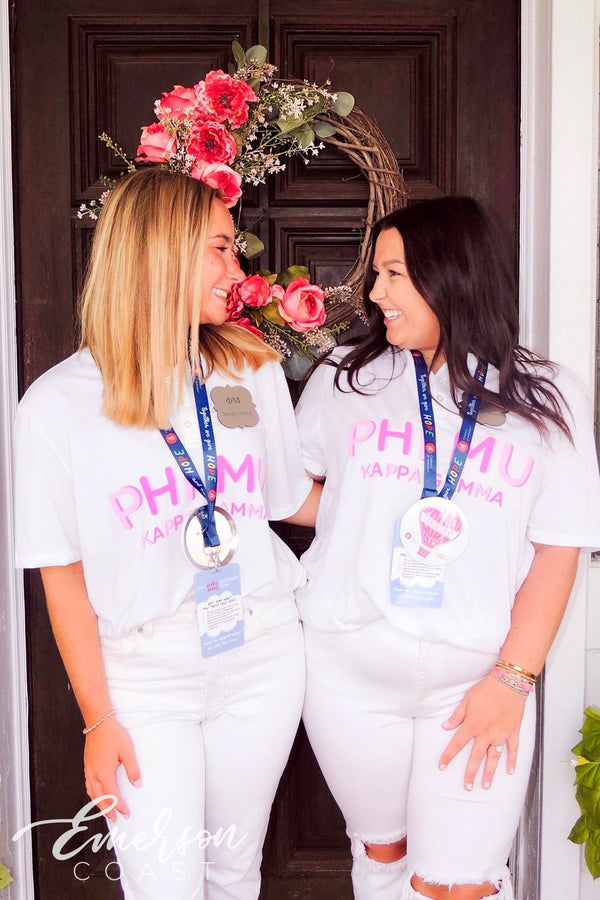 Phi Mu T-shirt Designs | Custom Sorority T-shirts - Emerson Coast Tagged "arched text"