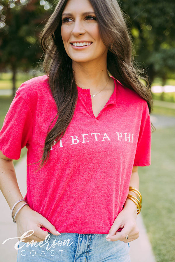 Pi Beta Phi PR Red Notch Tee - Emerson Coast