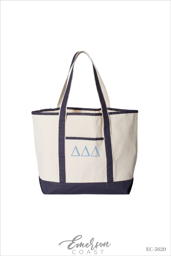 Delta Delta Delta Light Blue Letter Bid Day Tote - Emerson Coast
