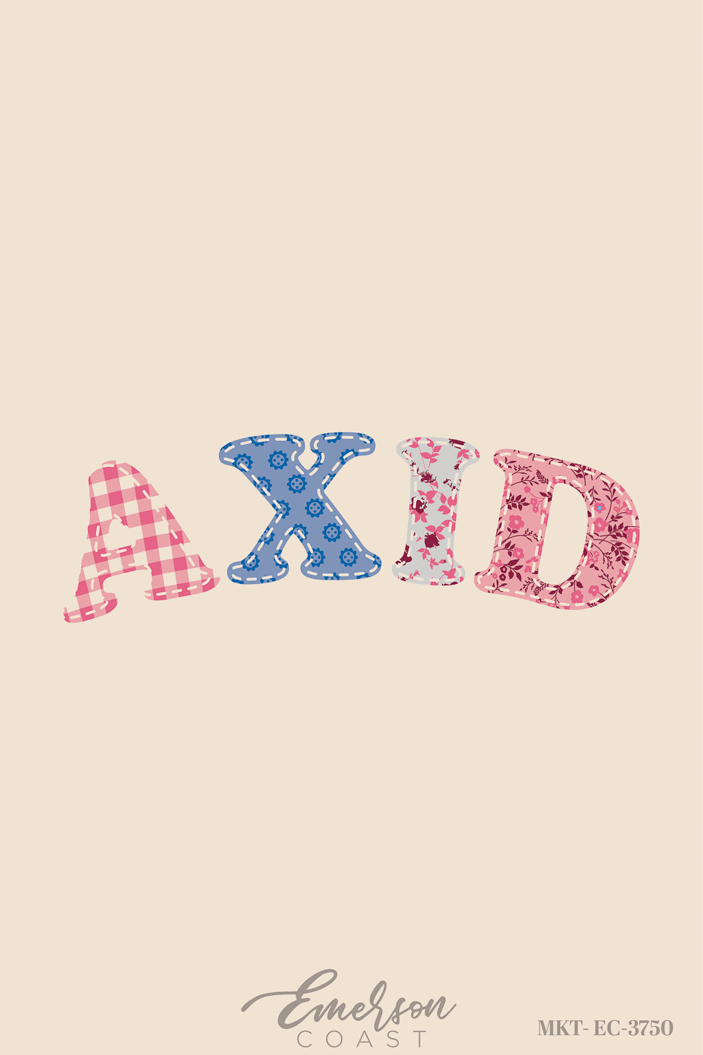 Alpha Xi Delta Monmouth University Patch Letters Tee - Emerson Coast