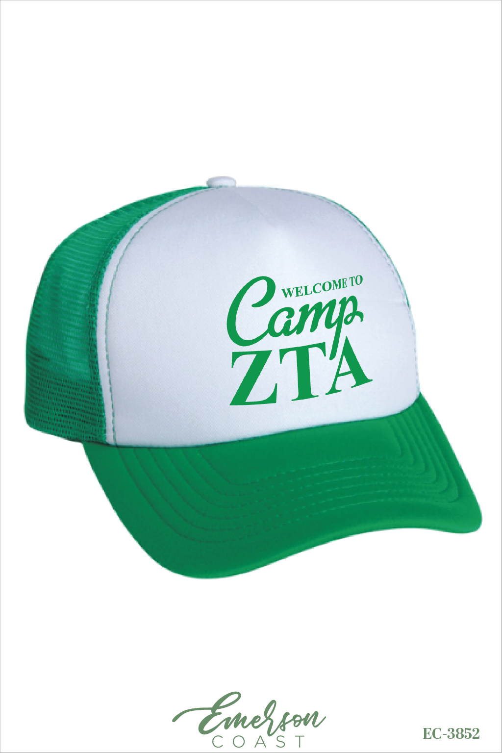 Zeta Tau Alpha Green Bid Day Trucker Hat - Emerson Coast