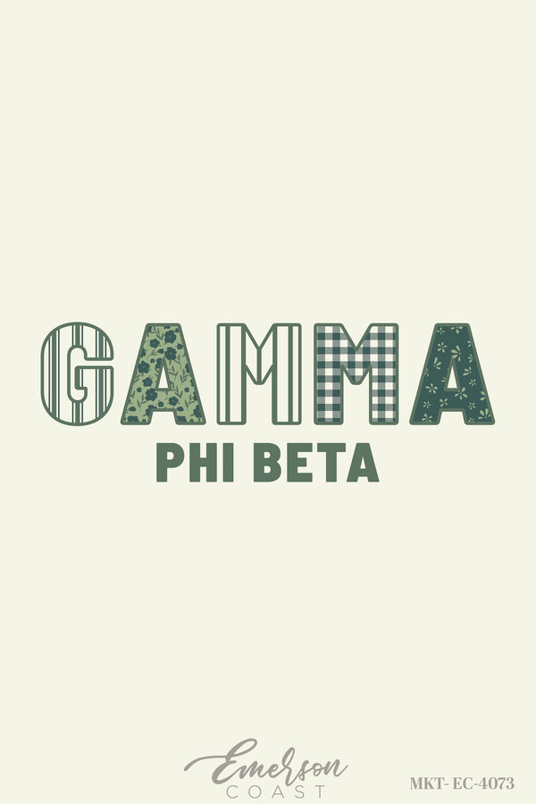 Gamma Phi Beta Green Patchwork Recruitment Tee - Emerson Coast