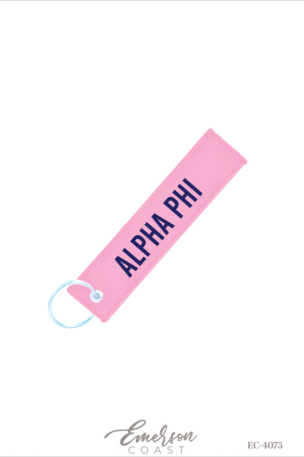 Alpha Phi Pink Embroidered Keychain T-Shirt - Emerson Coast