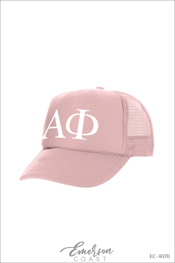 Alpha Phi Pink Bid Day Trucker Hat - Emerson Coast
