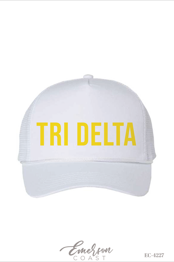 Delta Delta Delta White Trucker Hat - Emerson Coast