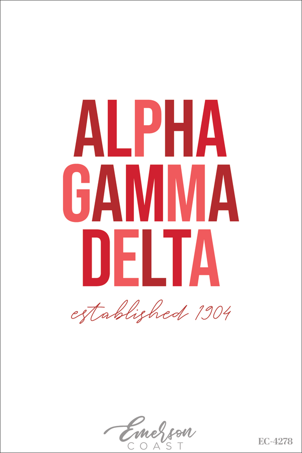 Alpha Gamma Delta Red Font Notch T-Shirt - Emerson Coast