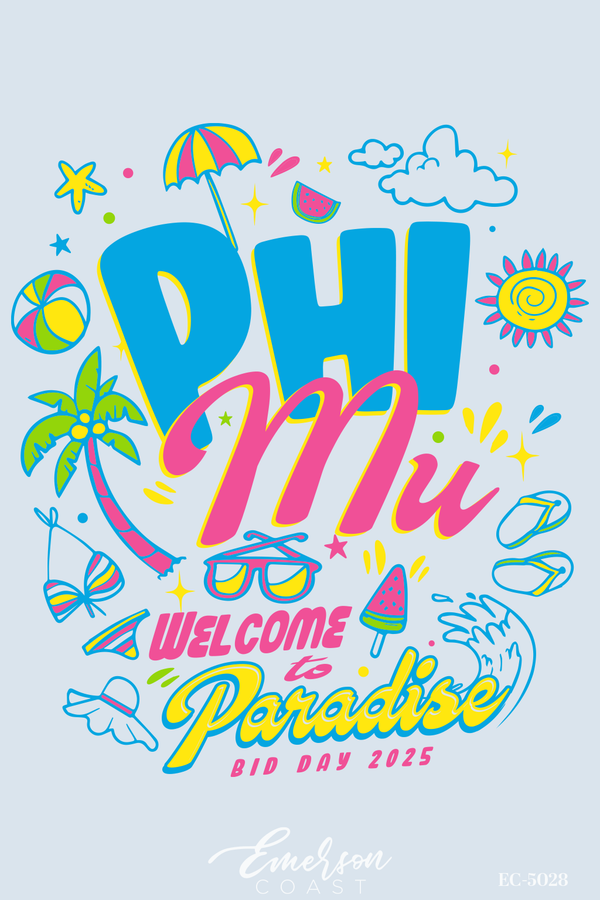 Phi Mu Welcome To Paradise Bid Day T-Shirt - Emerson Coast