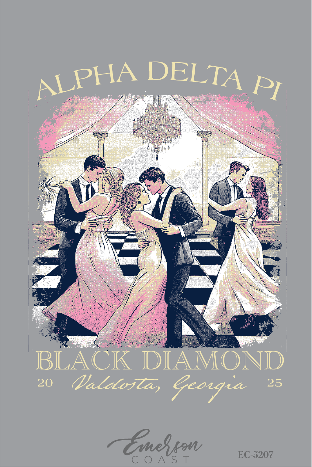 Alpha Delta Pi Dancefloor Black Diamond Formal T-Shirt - Emerson Coast