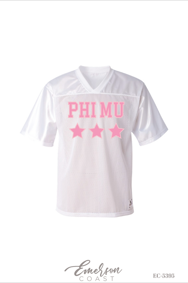Phi Mu White Football Bid Day Jersey - Emerson Coast