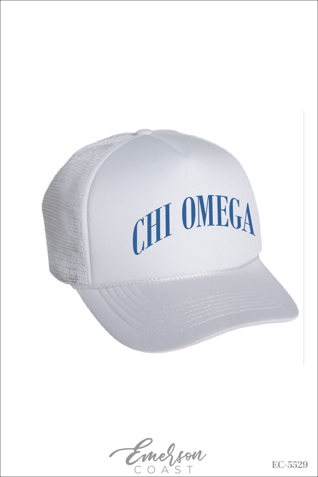 Chi Omega White Simple Bid Day Hat - Emerson Coast