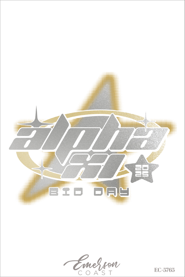 Alpha Xi Delta Metallic Star Bid Day T-Shirt - Emerson Coast