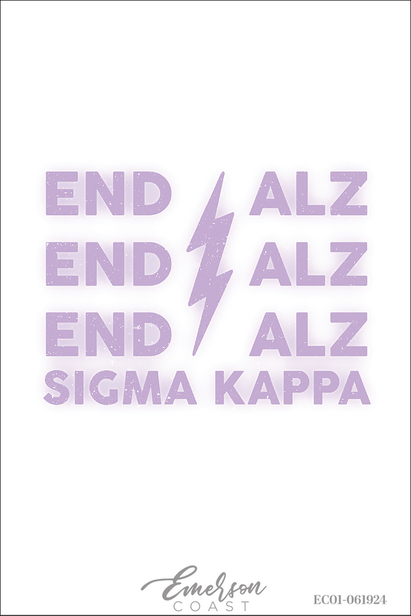 Sigma Kappa End Alz Lightning Bolt Tee Shirt - Emerson Coast
