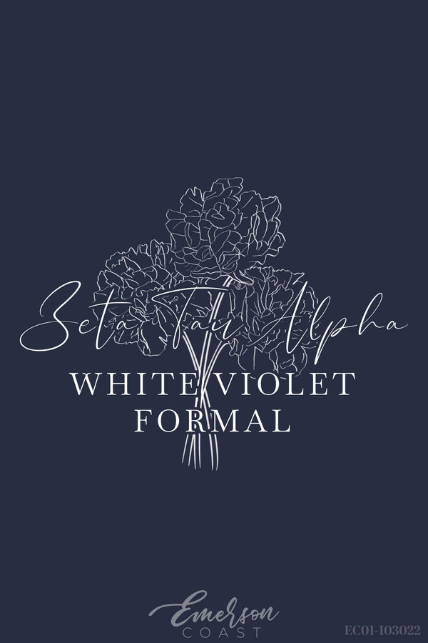 Zeta Tau Alpha Union University White Violet Formal T-shirt - Emerson Coast