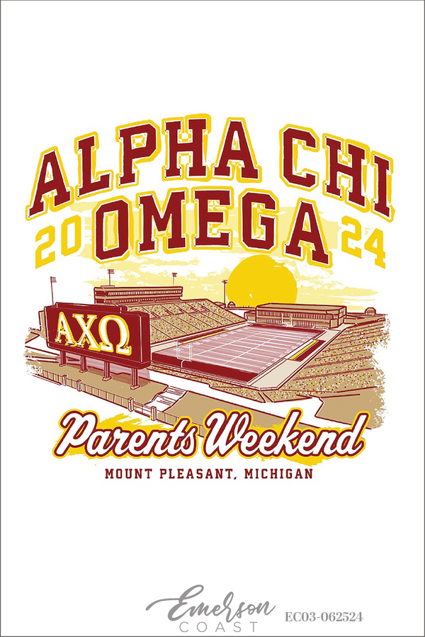Alpha Chi Omega Central Michigan Parents Weekend T-Shirt - Emerson Coast