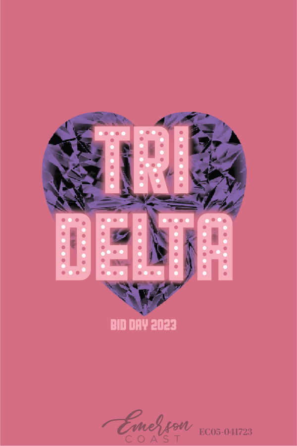 Delta Delta Delta Heart Gemstone Bid Day T-Shirt - Emerson Coast