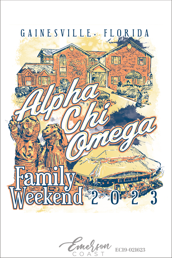 Alpha Chi Omega Florida Parents Weekend Tee Shirt - Emerson Coast
