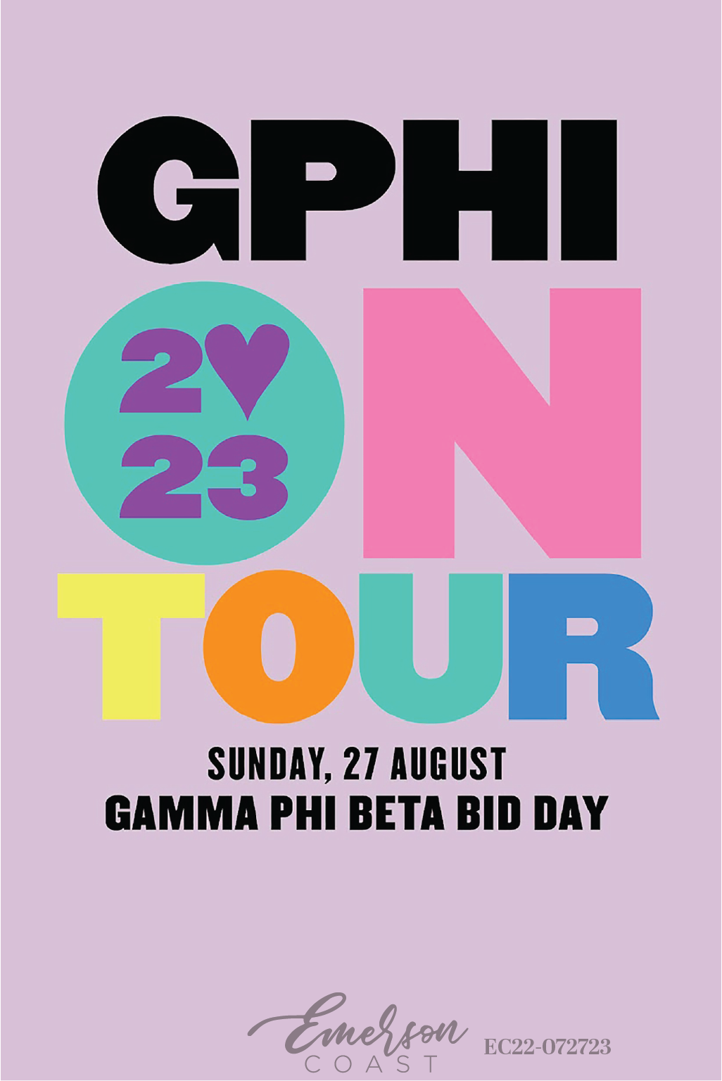 Gamma Phi Beta On Tour Bid Day T-Shirt - Emerson Coast