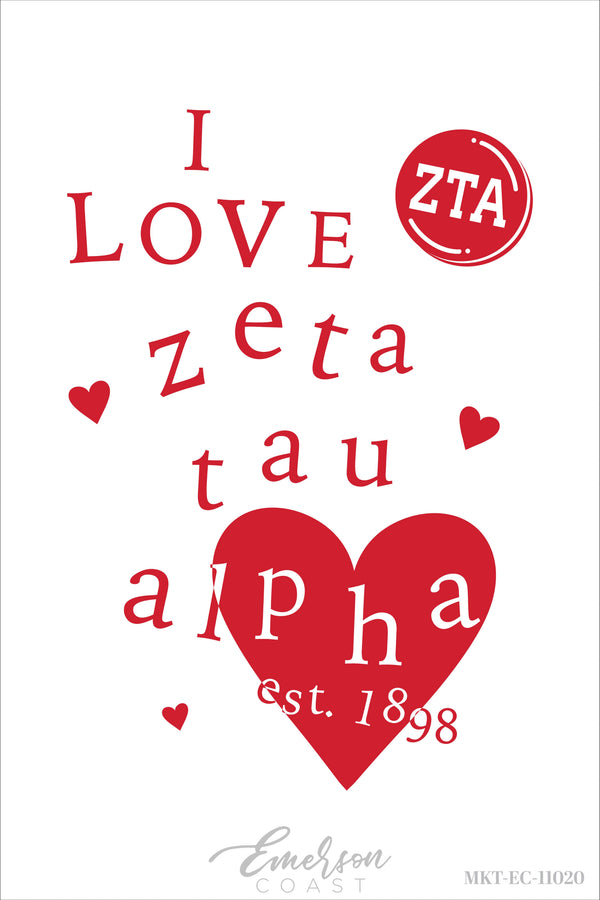 Zeta Tau Alpha Red Hearts Tshirt - Emerson Coast