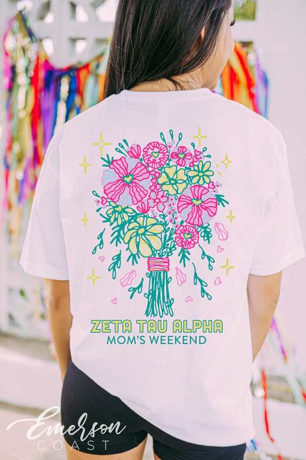Zeta Tau Alpha Bright Floral Mom's Weekend Tee - Emerson Coast