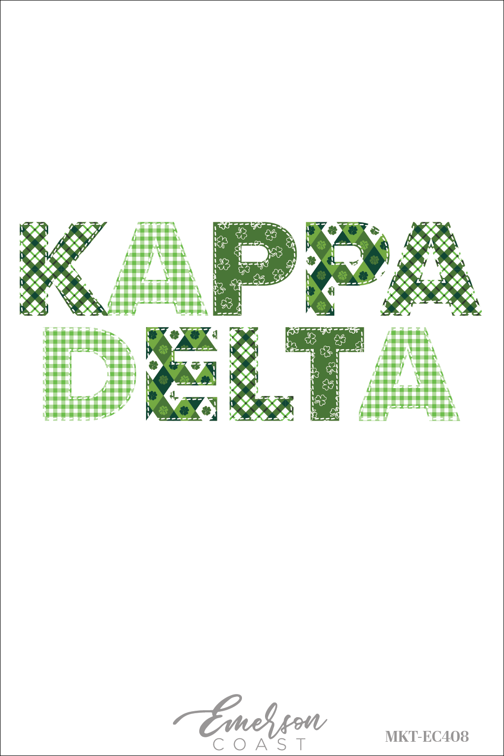 Kappa Delta Green Patchwork Letters Tshirt - Emerson Coast