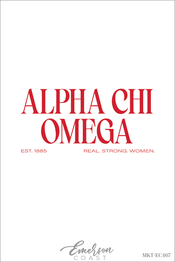 Alpha Chi Omega Bold Red Real Strong Women Slouchy Tee - Emerson Coast
