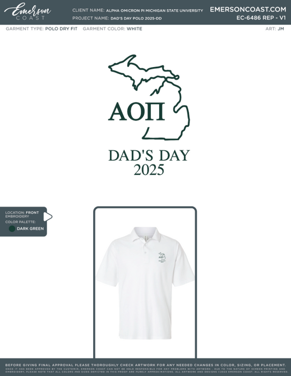 EC-6486 REP Alpha Omicron Pi Michigan State University Dad's Day Polo ...