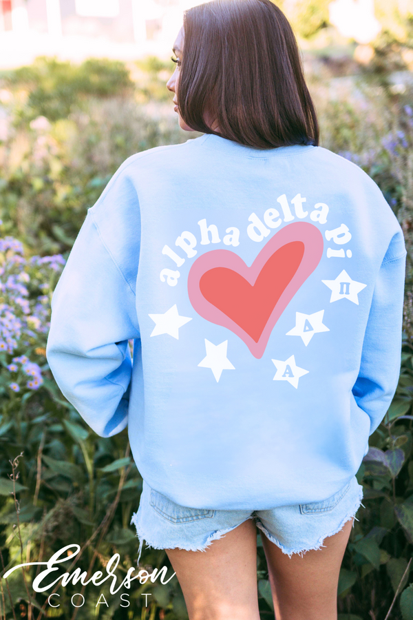 ADPi Heart and Stars Crewneck - Emerson Coast