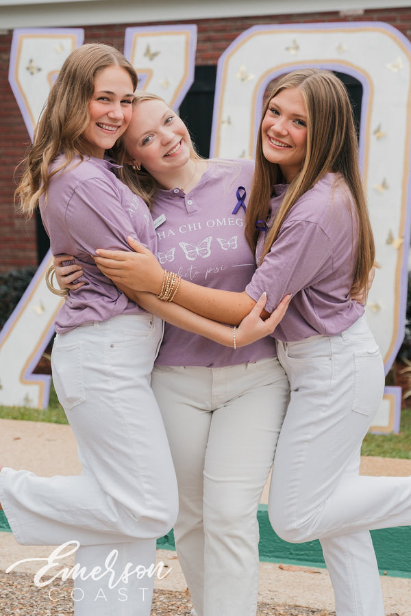 Alpha Chi Omega Lavender Philanthropy Henley - Emerson Coast