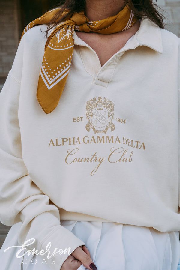 Alpha Gamma Delta Country Club Collared Crew - Emerson Coast
