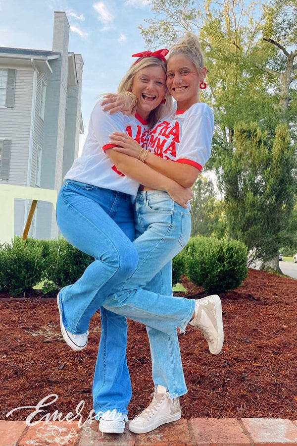 Alpha Gamma Delta Red Ringer Tee - Emerson Coast