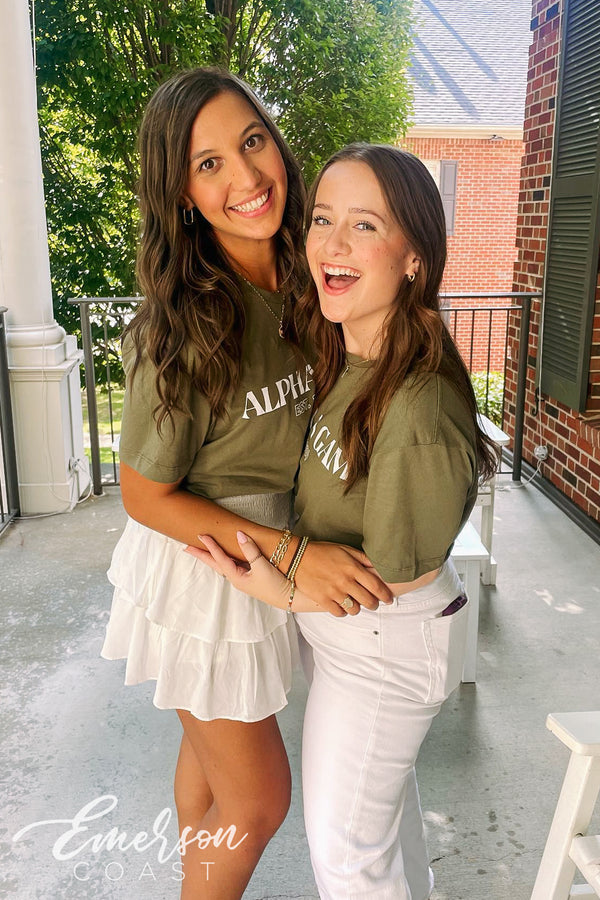 Alpha Gam Green Recruitment Tee - Emerson Coast
