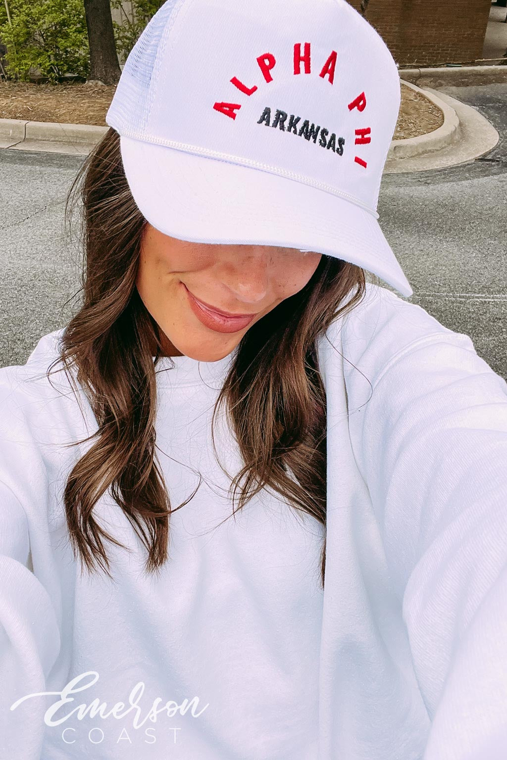 Alpha Phi Embroidered Trucker Hat - Emerson Coast