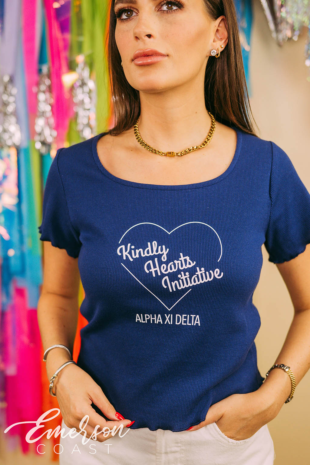 Alpha Xi Delta Kindly Hearts Initiative Baby Tee - Emerson Coast
