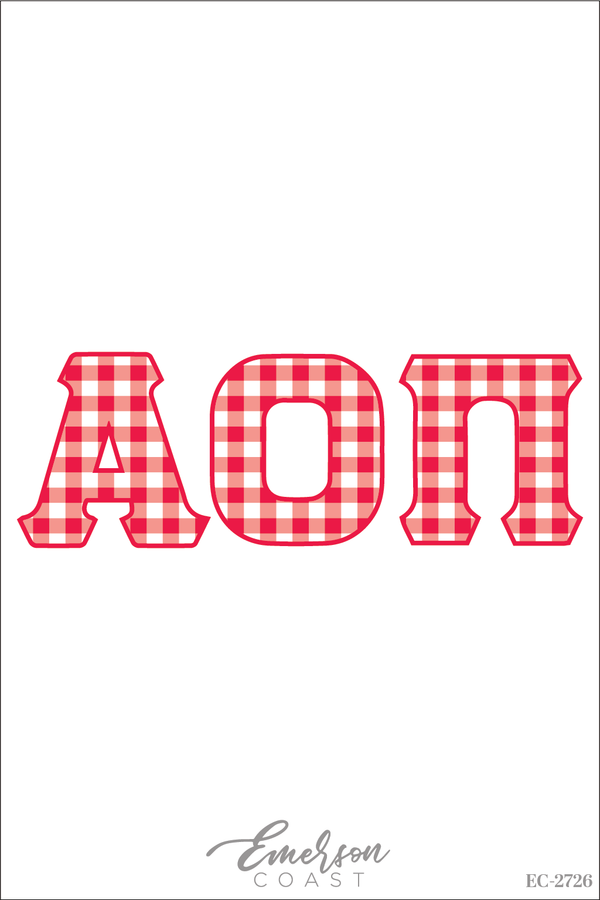 AOPI Red Gingham Greek Letters Tee - Emerson Coast