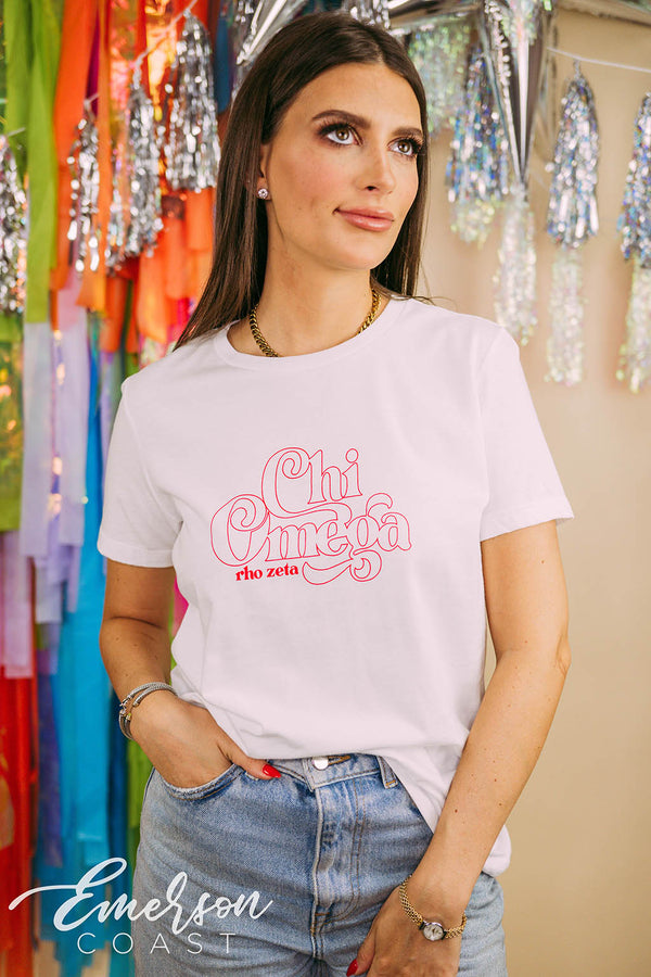 Chi O Red Outline Tshirt - Emerson Coast