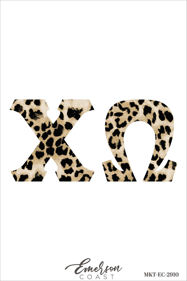 Chi Omega Cheetah Patchwork Letters Tee - Emerson Coast