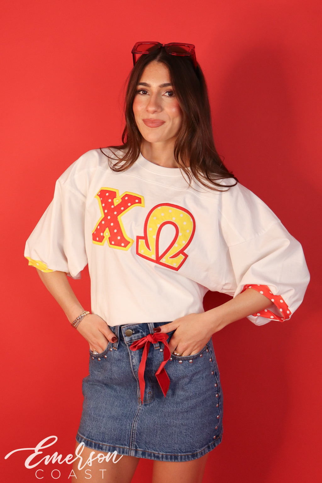 Chi O Mix Match Polka Dot Letter Jersey - Emerson Coast