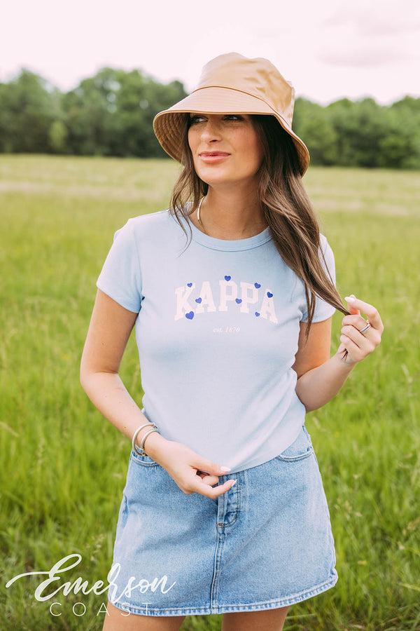Kappa Kappa Gamma Blue Hearts Baby Tee - Emerson Coast