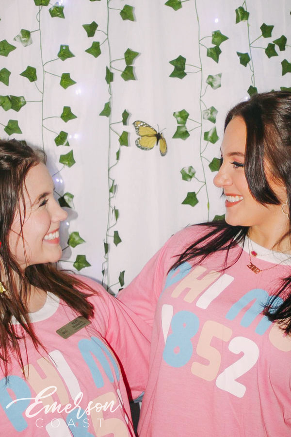 Phi Mu Pink Pastel Colorblock Ringer Tee - Emerson Coast