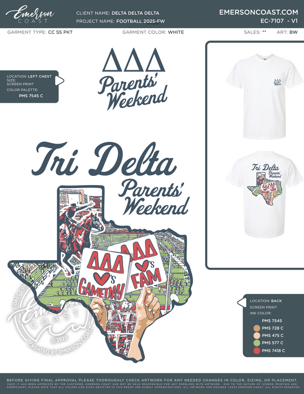 EC-7107 NEW Delta Delta Delta Texas Tech University Football 2025-FW ...