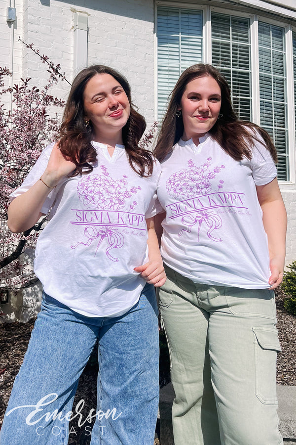 Sigma Kappa One Heart One Way Bouquet Notch Tee - Emerson Coast