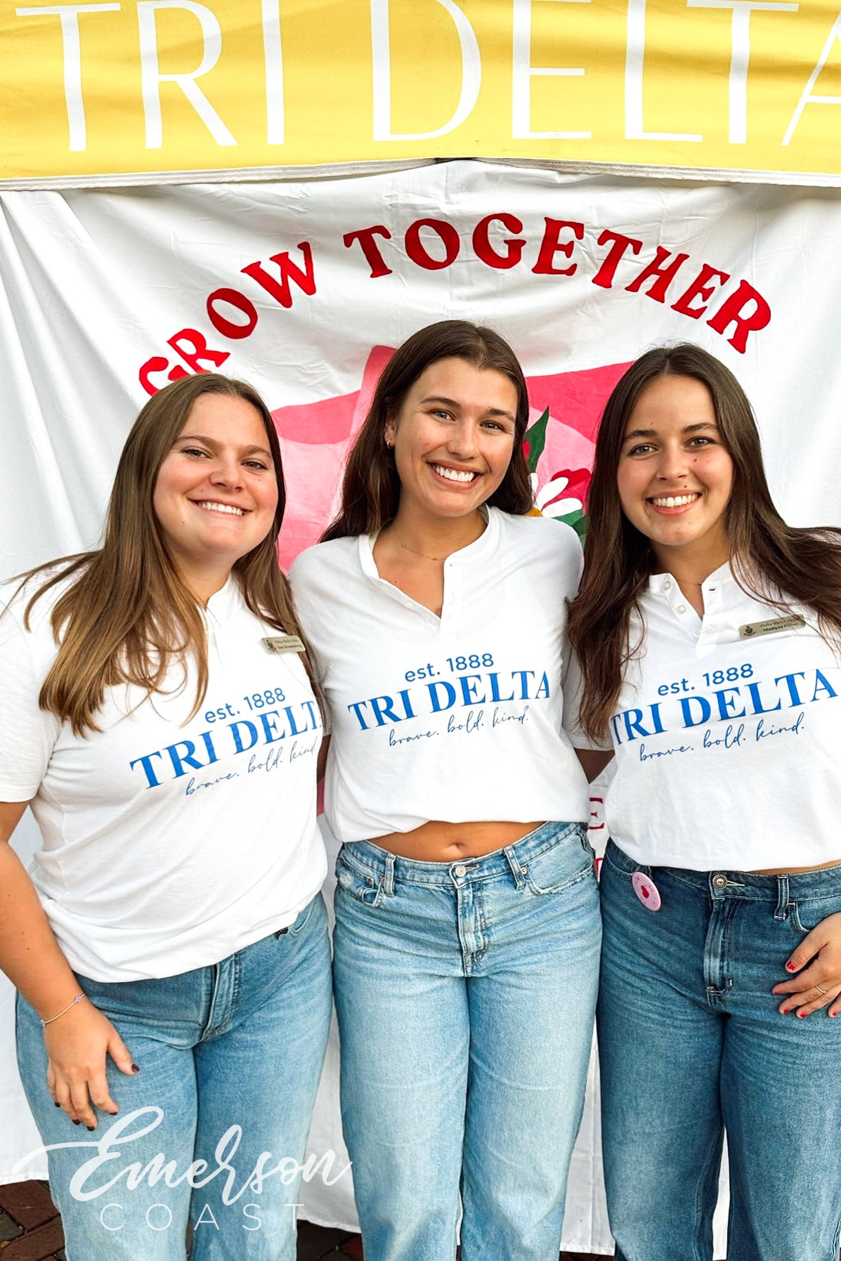 Tri Delta Brave Bold Kind Simple White Henley - Emerson Coast