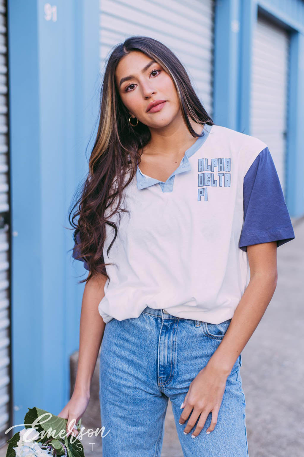 Alpha Delta Pi Navy Colorblock Henley - Emerson Coast