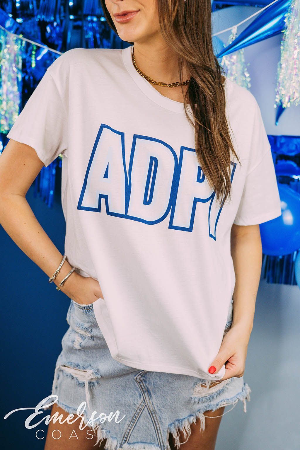 Alpha Delta Pi PR Simple Letters Tee - Emerson Coast