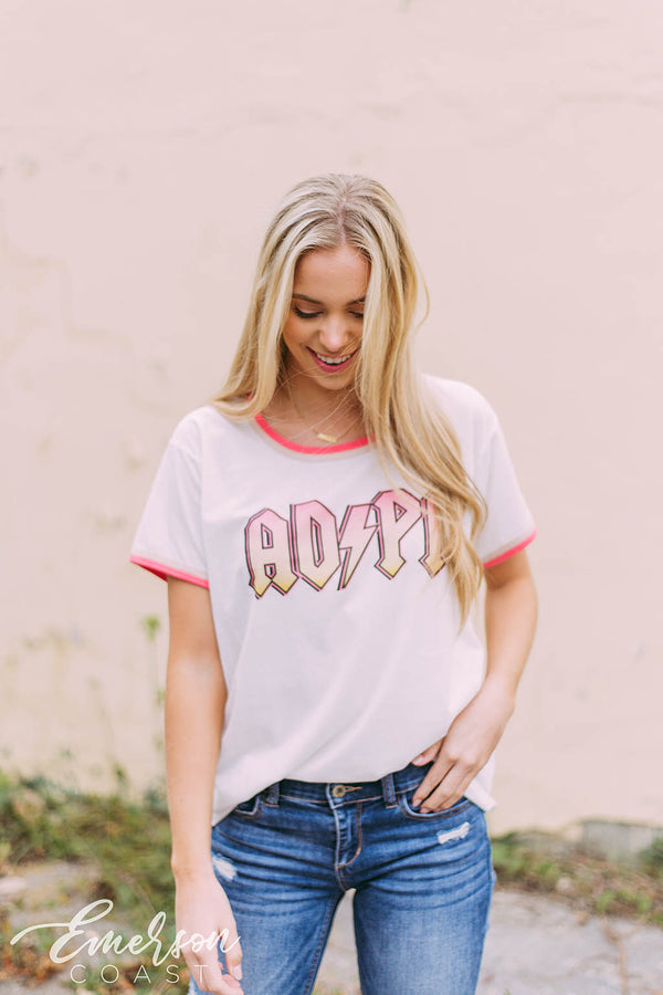 ADPi Retro Lightning Ringer Tshirt - Emerson Coast