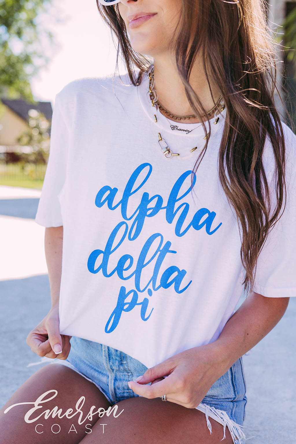 Alpha Delta Pi Recruitment Blue Script Tee - Emerson Coast
