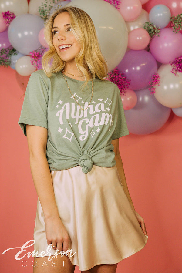 Alpha Gam Pastel Green Recruitment Tee - Emerson Coast