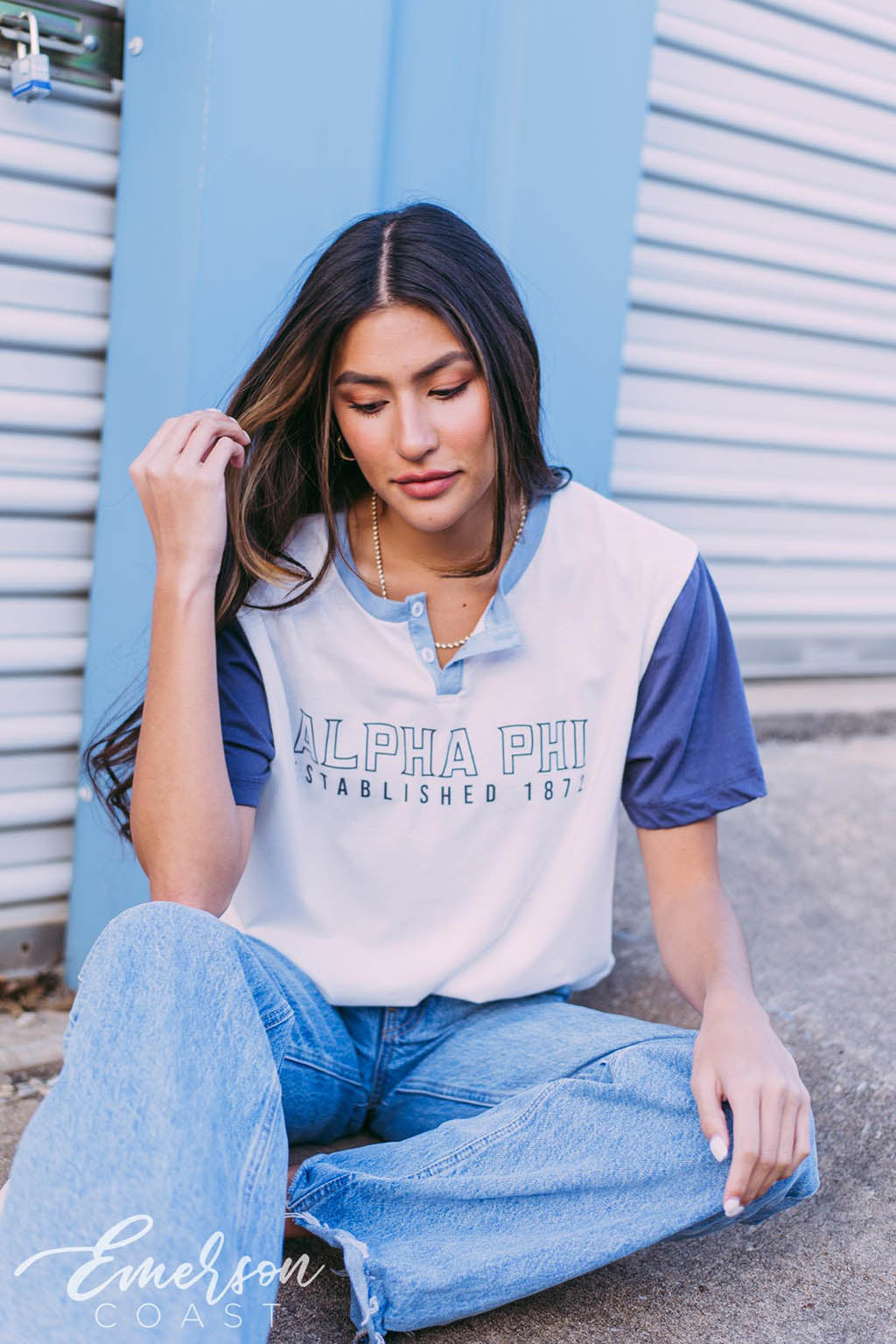 Alpha Phi Colorblock Henley - Emerson Coast